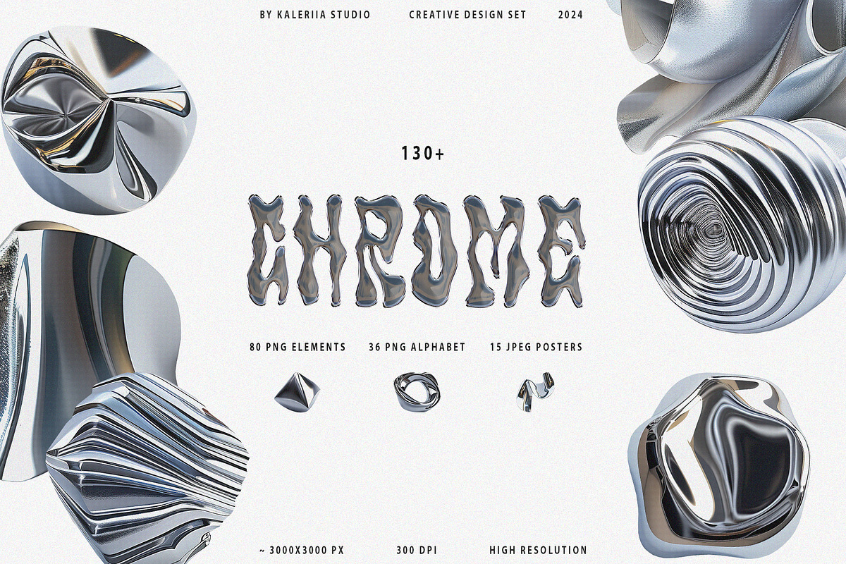 CHROME Design Set 131 Objects, an Object Graphic by Kaleriia