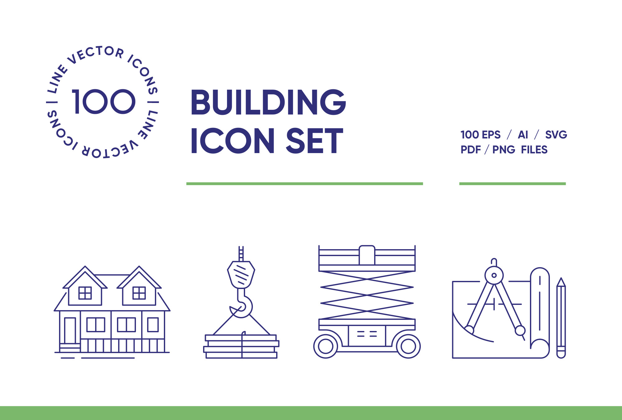 Building & Construction Line Icon Set
