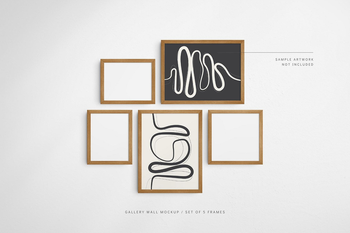 Gallery Wall Mockup | Set of 5 Frames | PSD