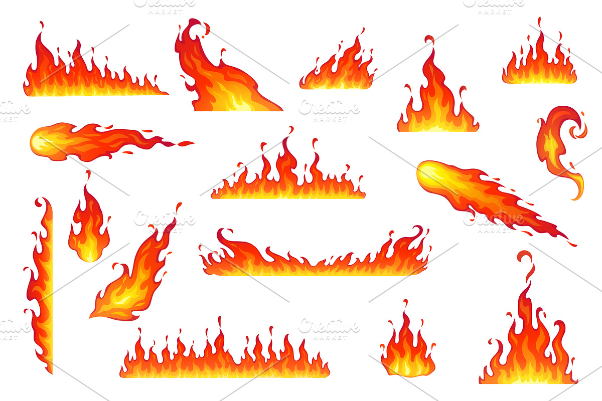 Cartoon isolated fire flames, a Decorative Illustration by Vector Tradition