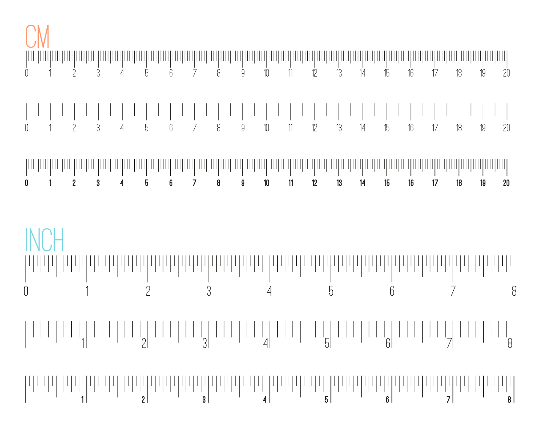 Inch and metric measuring rulers | Graphics ~ Creative Market