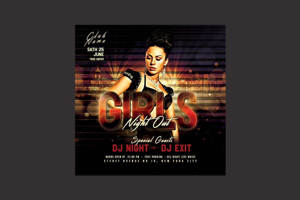 Girls Night Out Party Flyer, a Flyer Template by DSGraphicDesign ...