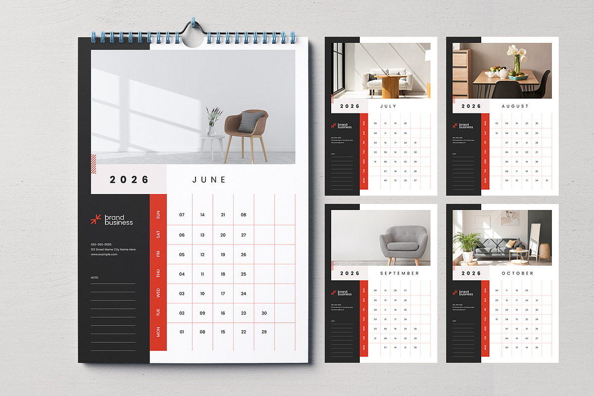 Canva Wall Calendar Layout 2026, a Stationery Template by Pixelpick