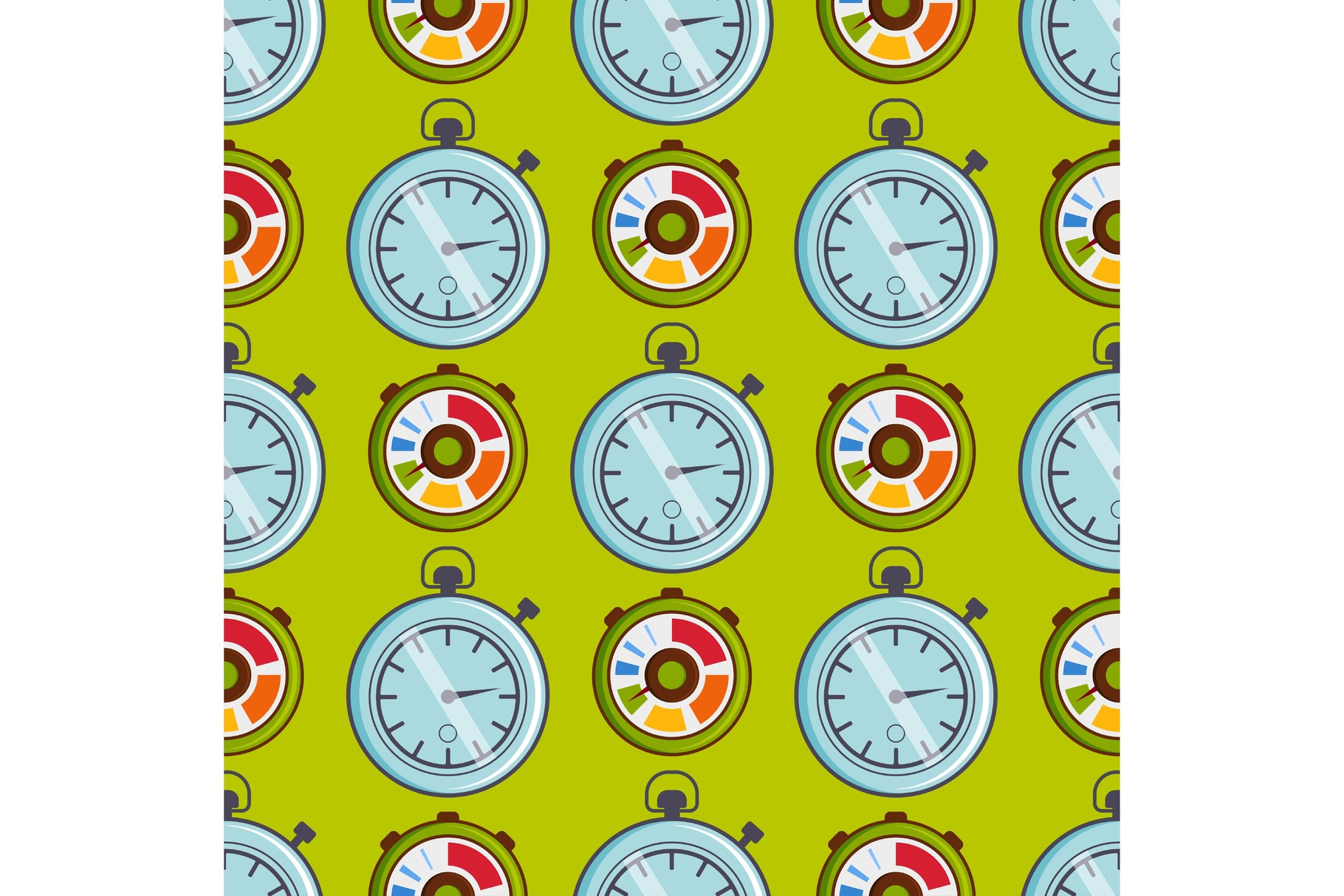 Clock watches vector timer seamless pattern measurement tools number ...