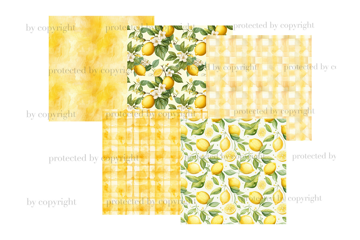 Lemon Digital Paper | Citrus Pattern