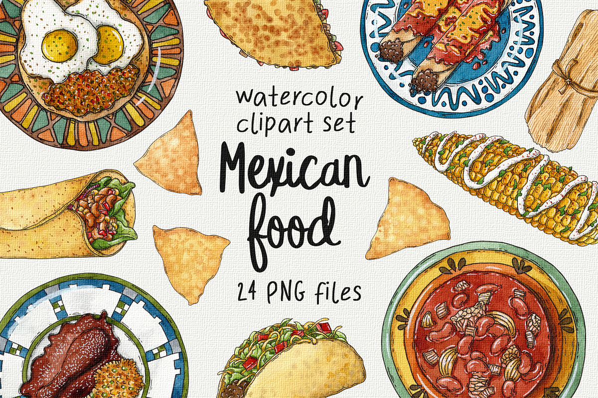 Mexican watercolor food clipart, an Object Graphic by Trinibis ...