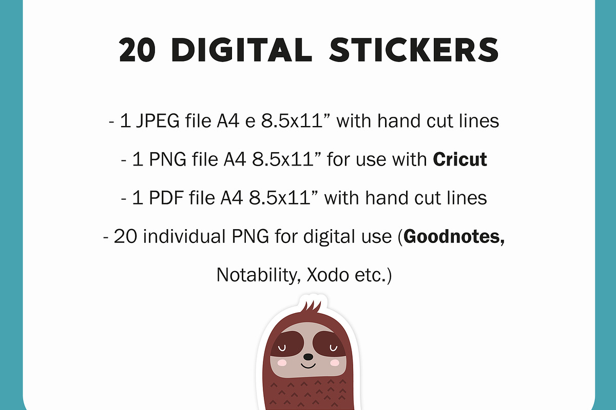 Digital Stickers Bundle Cute Animals, an Animal Illustration by Nursery Art