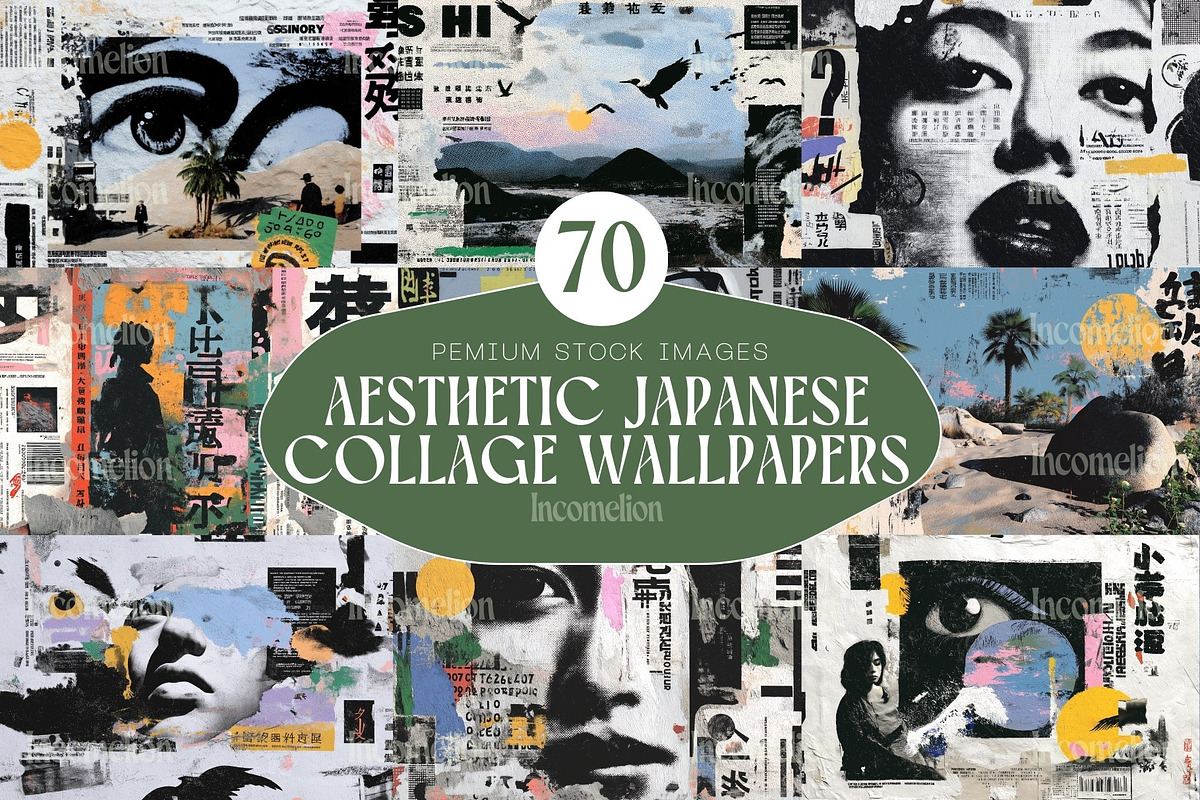 70 Japanese Collage Wallpapers, a Wallpaper Graphic by Incomelion