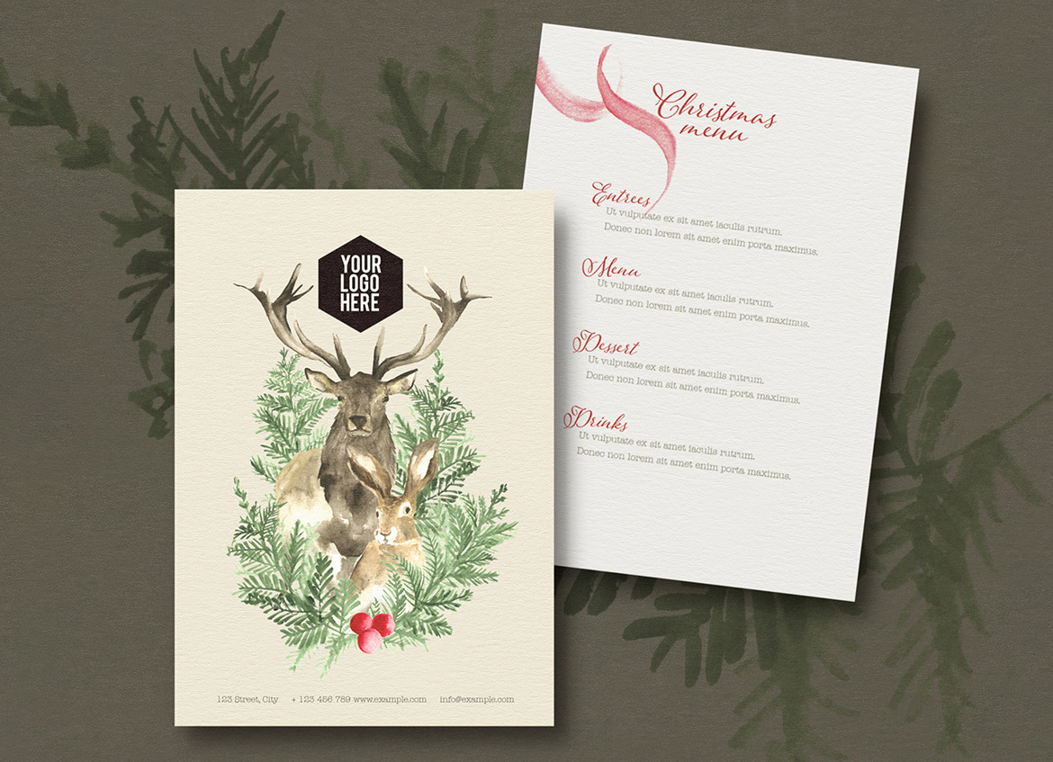 Menu Christmas with Illustration, a Brochure Template by McLittle Stock