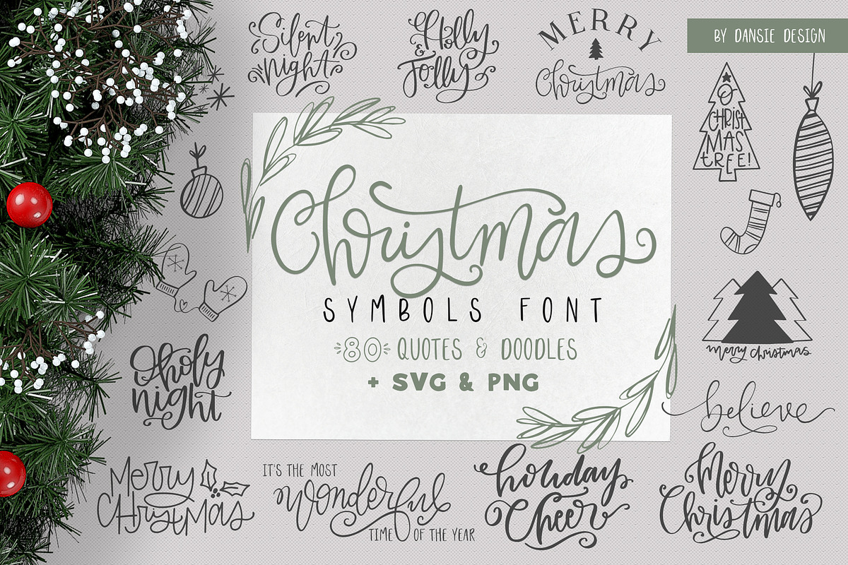 Christmas Symbols Font - Volume 2, a Symbol Font by Dansie Design