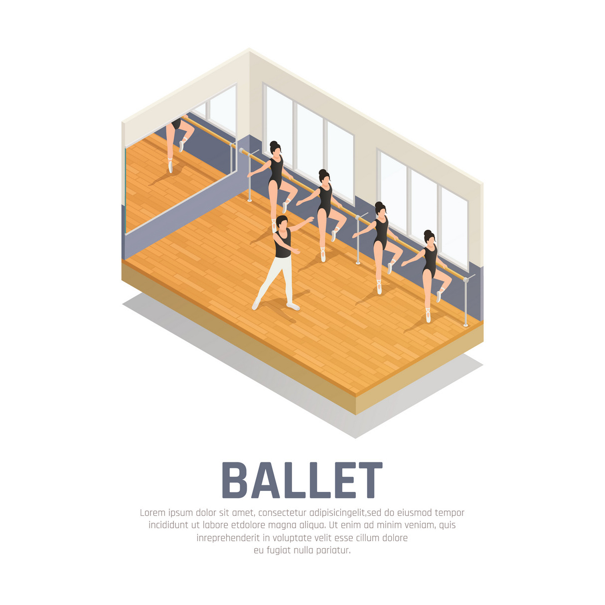 Theatre ballet isometric composition | Decorative Illustrations ...