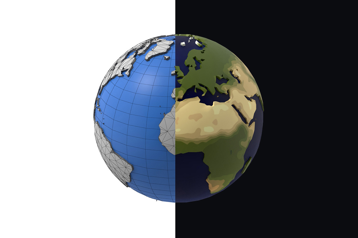 Earth low poly simple design cartoon, an Environmental 3D Model by CGTech