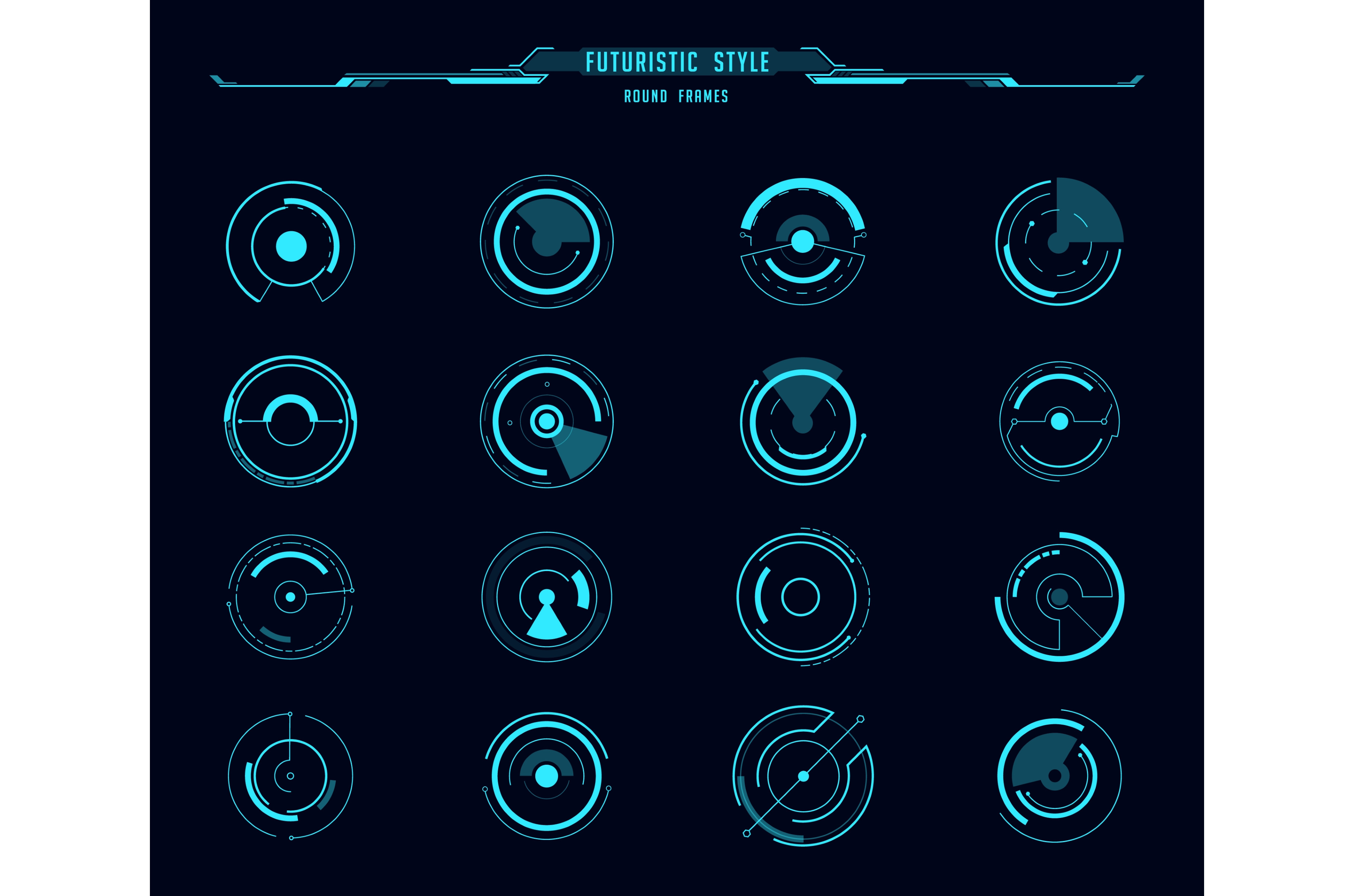 HUD futuristic digital frames | Technology Illustrations ~ Creative Market