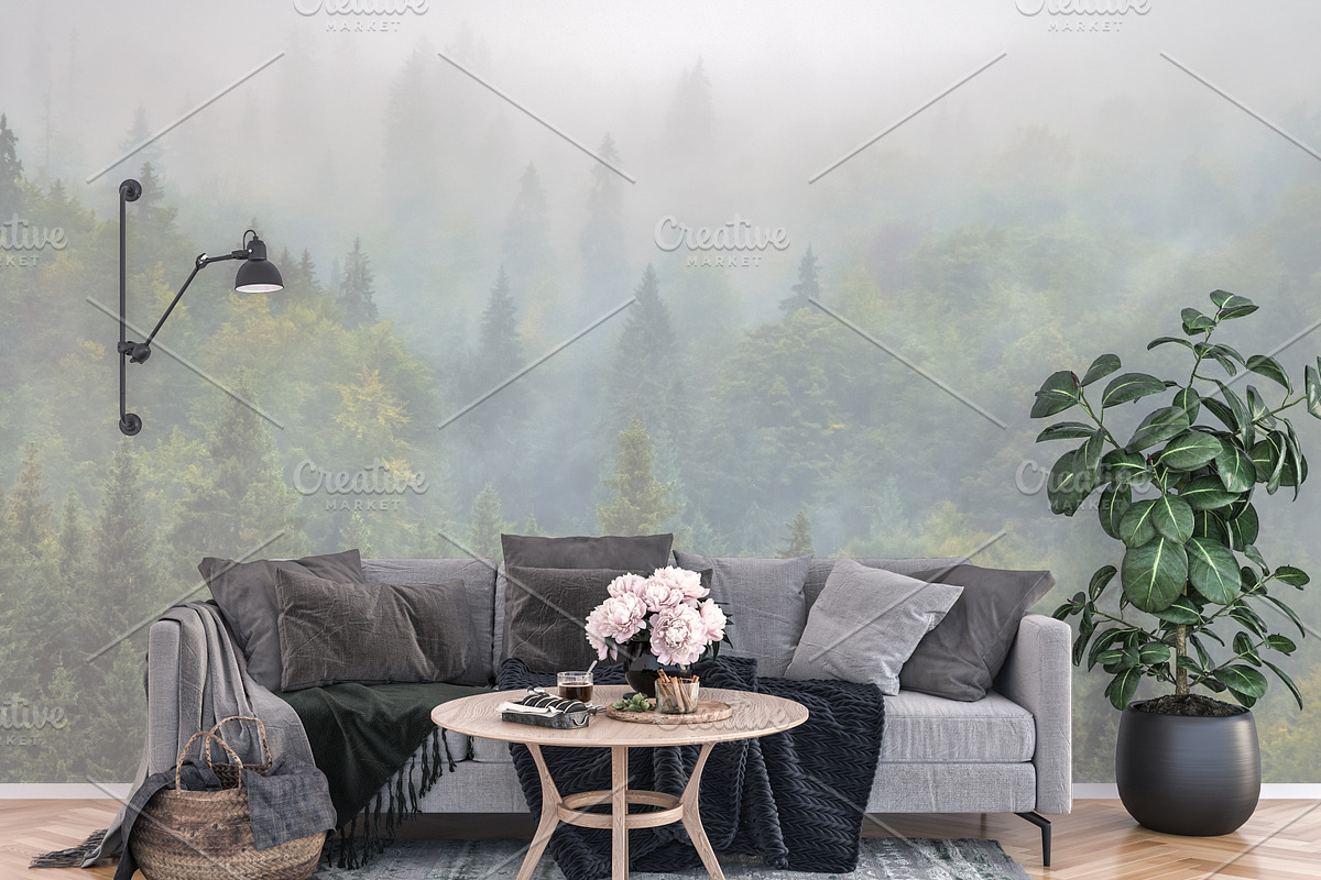 Wall mockup - wallpaper mock up, a Product Mockup by Hunny Badger