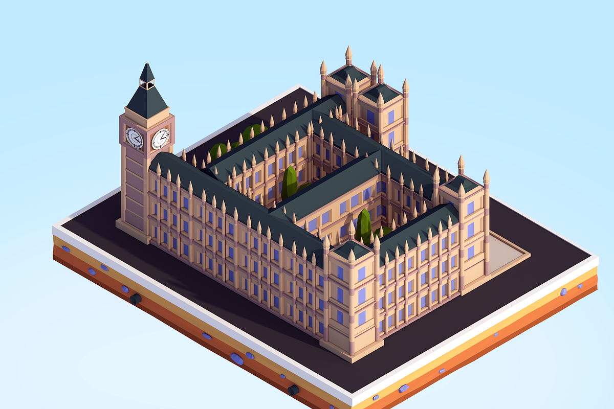Cartoon Low Poly Big Ben Landmark, an Architecture 3D Model by Anton ...