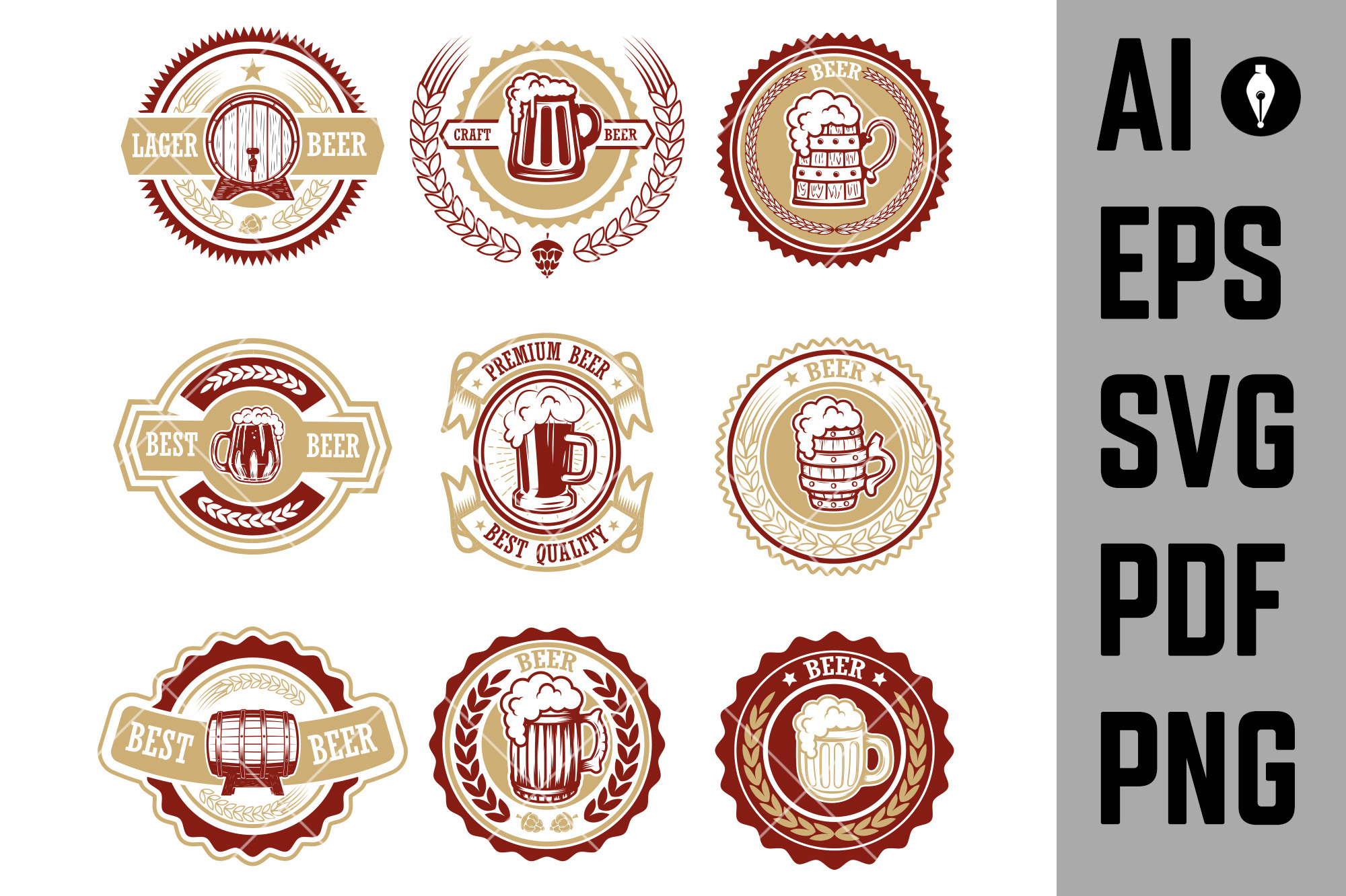 Set of vintage beer labels SVG, an Icon by Vectorhight