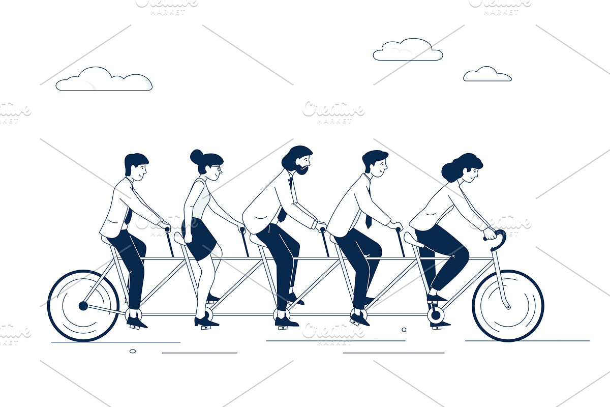 Business people on tandem bicycle, a Background Graphic by LadadikArt