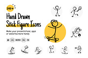 Hand Drawn Stick Figure Icons | Creative Market