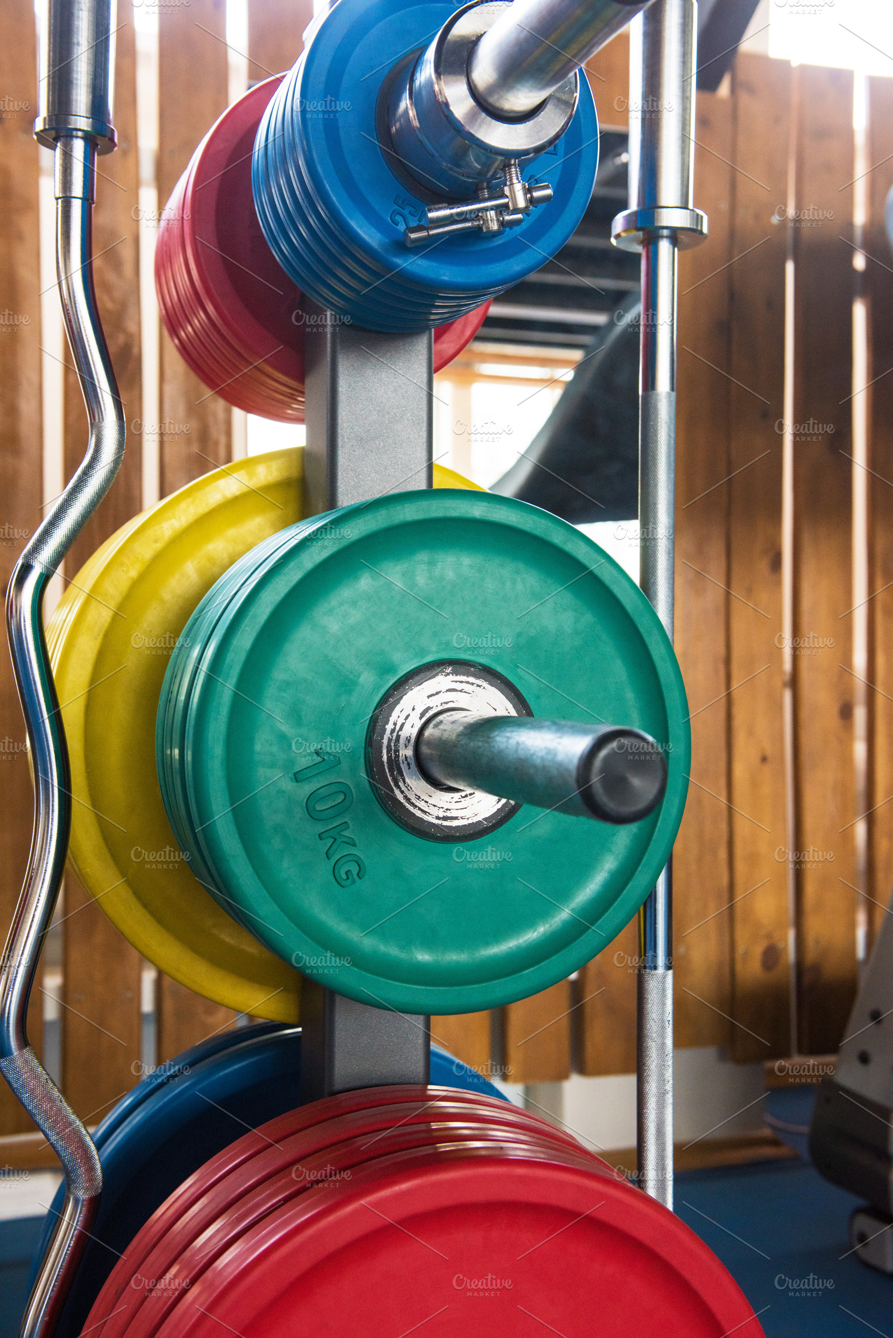 At the fitness modern gym featuring objects, iron, and exercise, a ...
