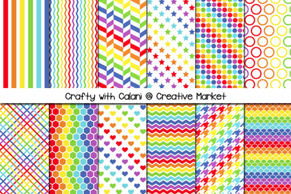 Rainbow Digital Paper, a Pattern Graphic by Crafty with Calani
