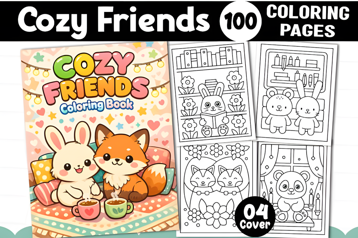 Cozy Friends Coloring Pages for Kids, an Animal Illustration by Ink Gallery