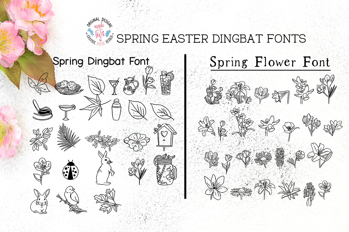 Spring Easter Dingbat 2 Fonts, a Symbol Font by Graphic House Design P.C