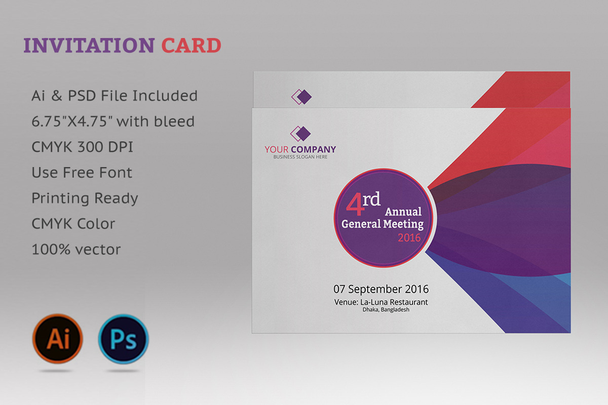 Annual Meeting Invitation Card, a Card Template by ideaz_sabbir