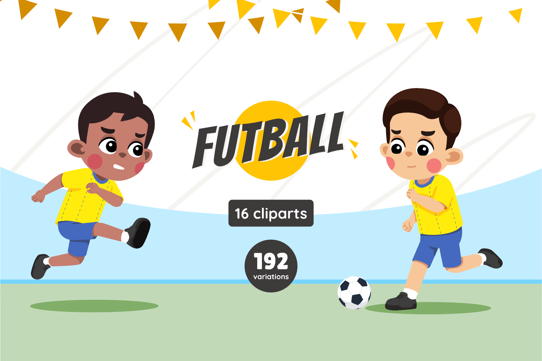 FUTBALL - Football Kids Clipart Set | Sports Illustrations ~ Creative ...