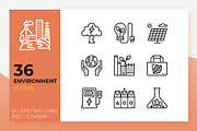 Environment Icons, an Outline Icon by Becris | Creative Market