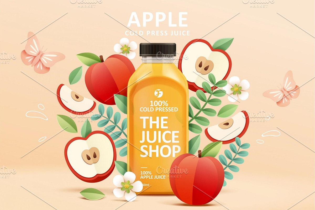 Juice ad in 3d paper cut design, a Food Illustration by TotallypicRF ...