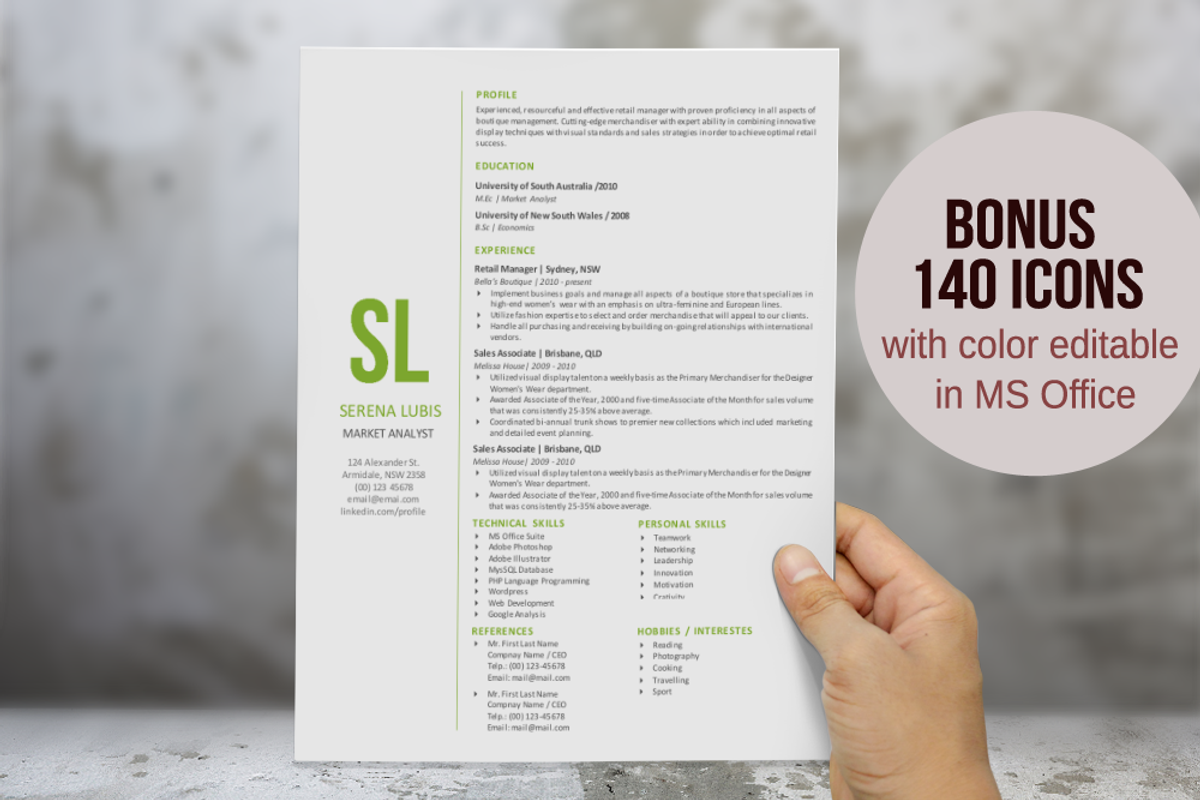 2 in 1 simple initial Word resume, a Resume Template by Inkpower