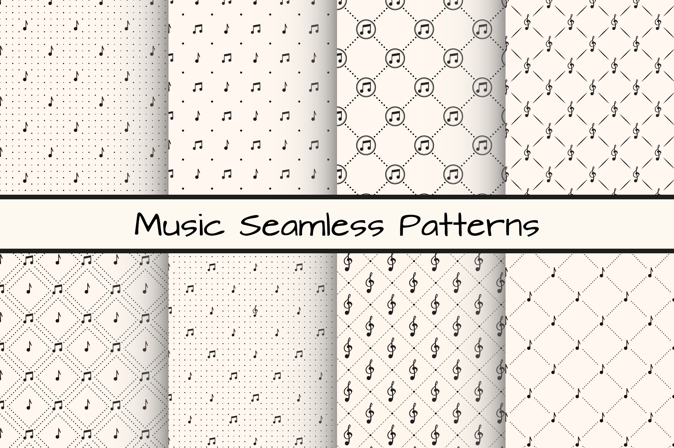 Set of 8 Music Seamless Patterns, a Pattern Graphic by Simple Patterns