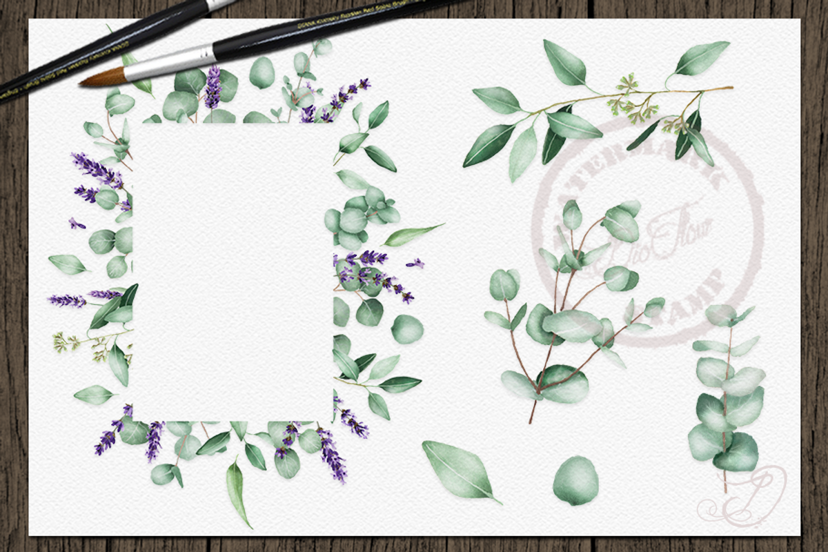 Eucalyptus Lavender Clip Art, a Decorative Illustration by DioFlow ...