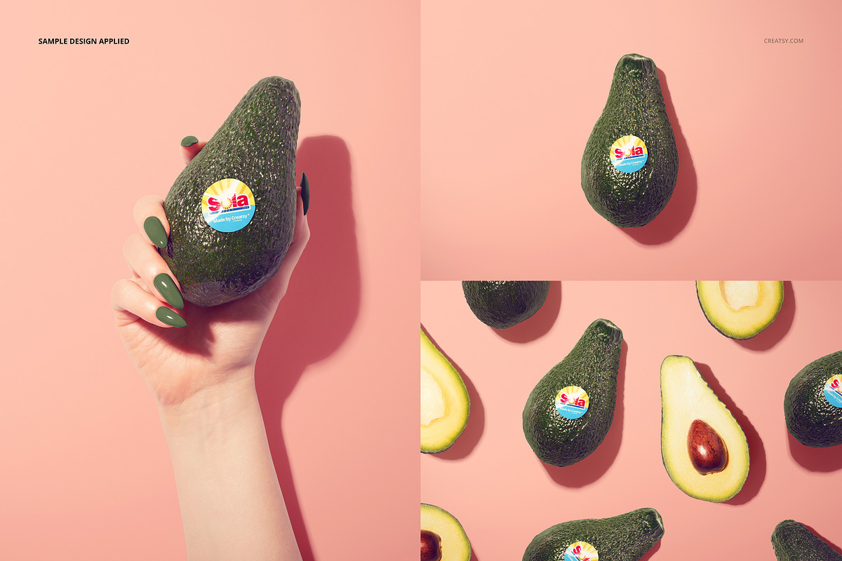Round Fruit Sticker Mockup Set, a Packaging Mockup by creatsy5
