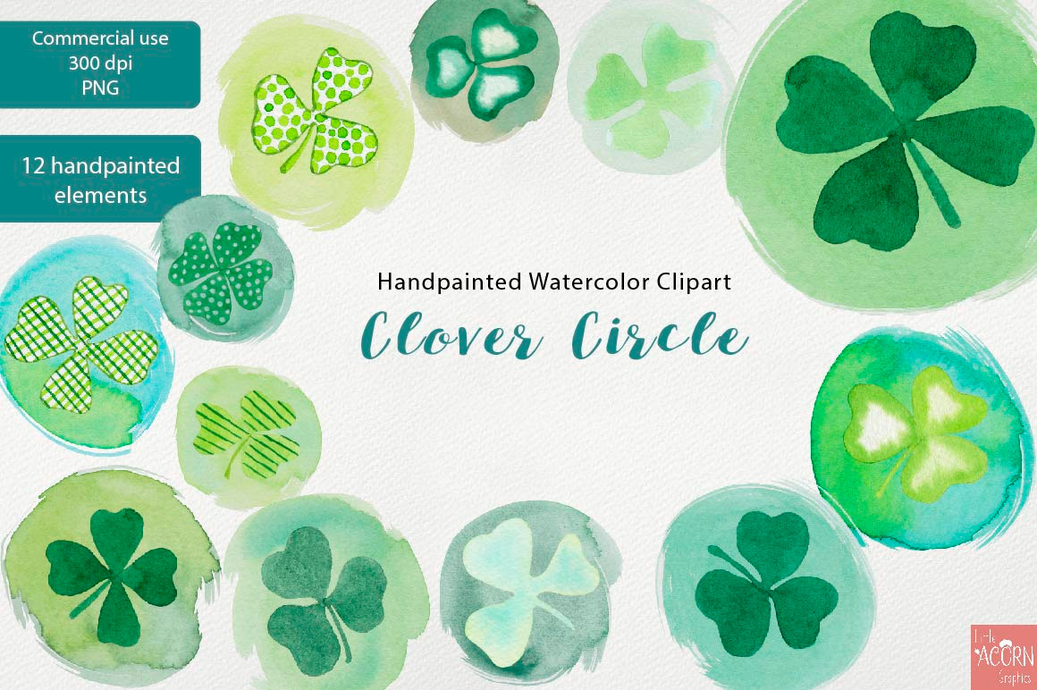 Watercolor Clipart St Patricks Day, an Illustration by LittleAcornGraphics