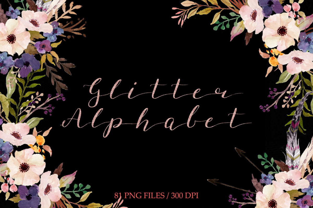 Rose gold glitter alphabet clipart, an Object Graphic by PeDe Designs ...