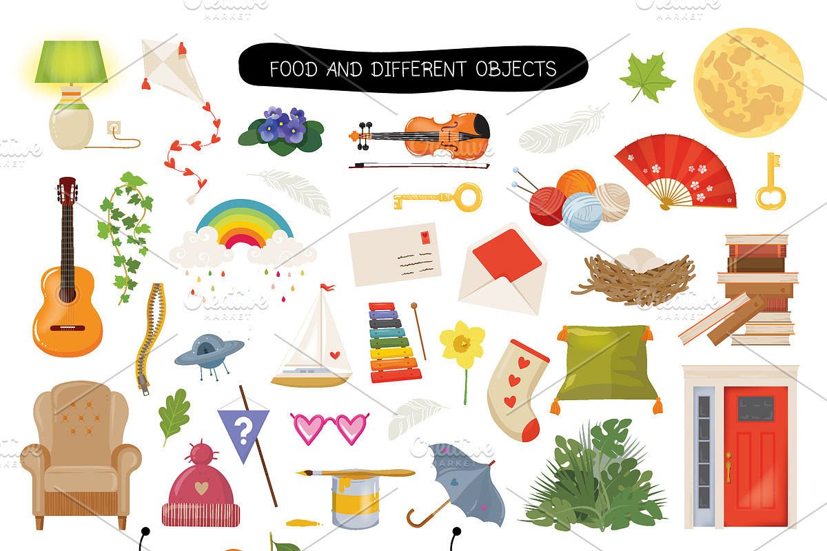 Animal ABC with food and objects | Creative Market