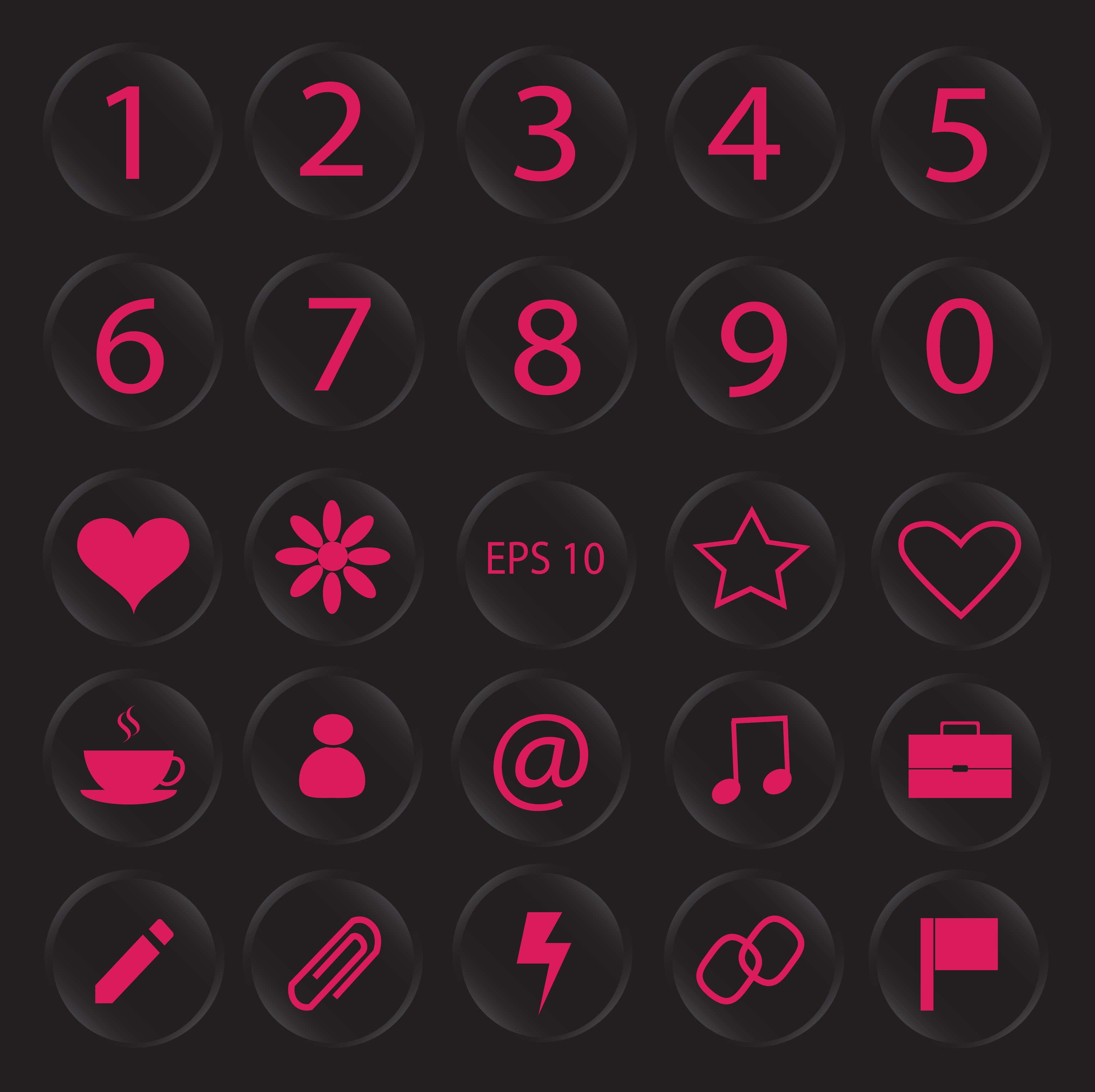 Number buttons and icons pink color, an Icon by TeaGraphicDesign