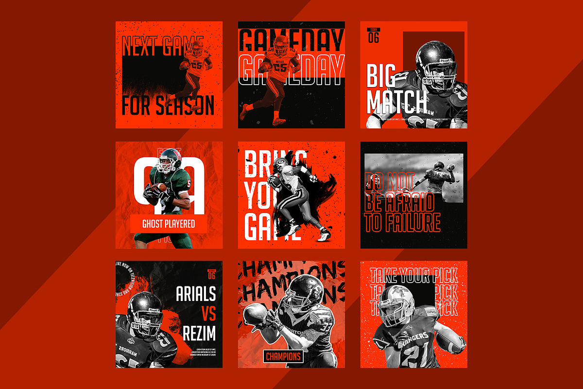 Football Sport Instagram Templates, a Social Media Template by Azruca