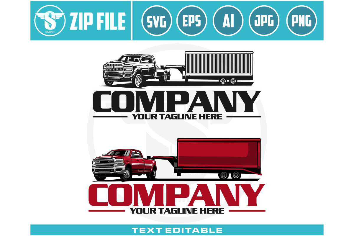 pickup truck and box trailer logo, a Branding & Logo Template by ...