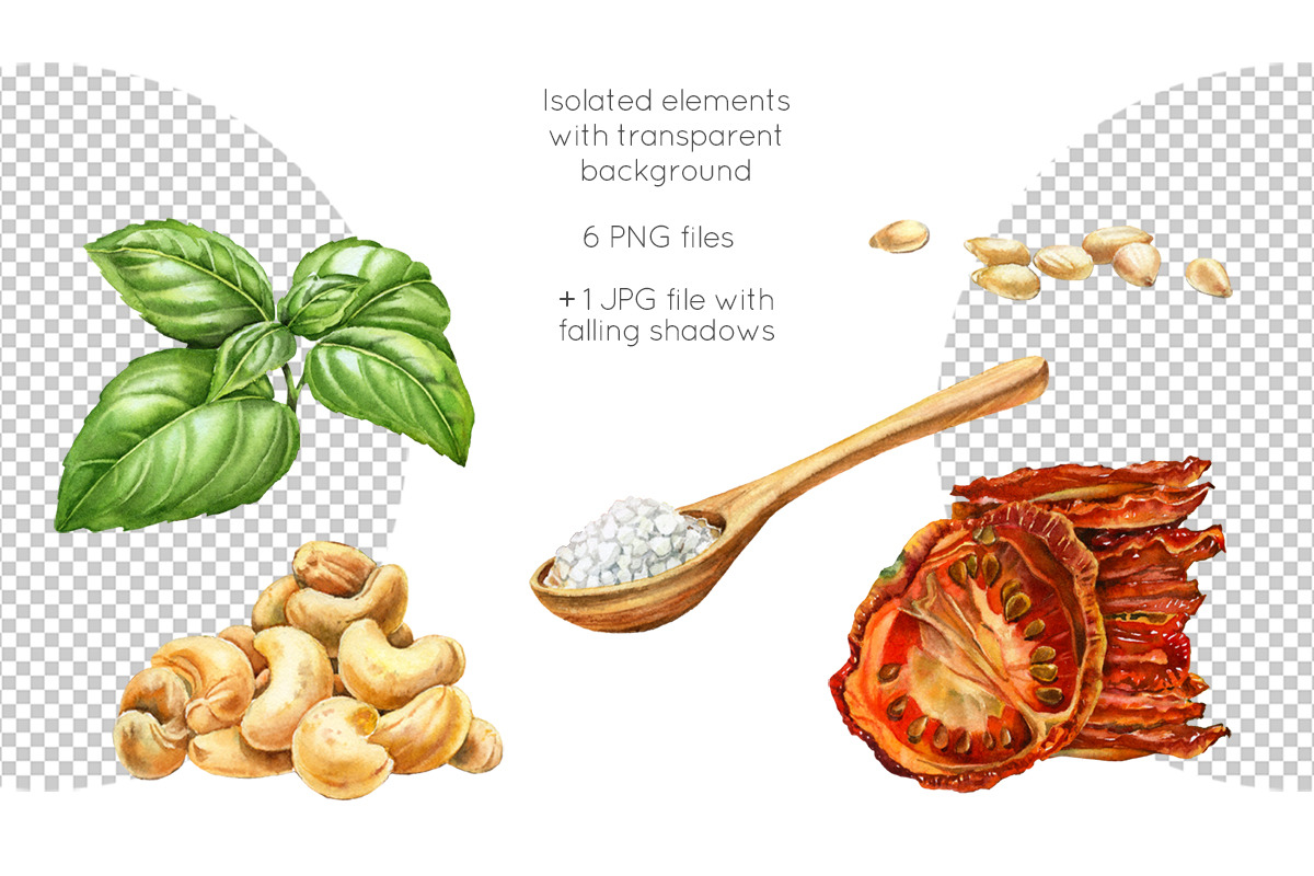 Italian Pesto Watercolor food set, a Graphic by Akvarelldesign
