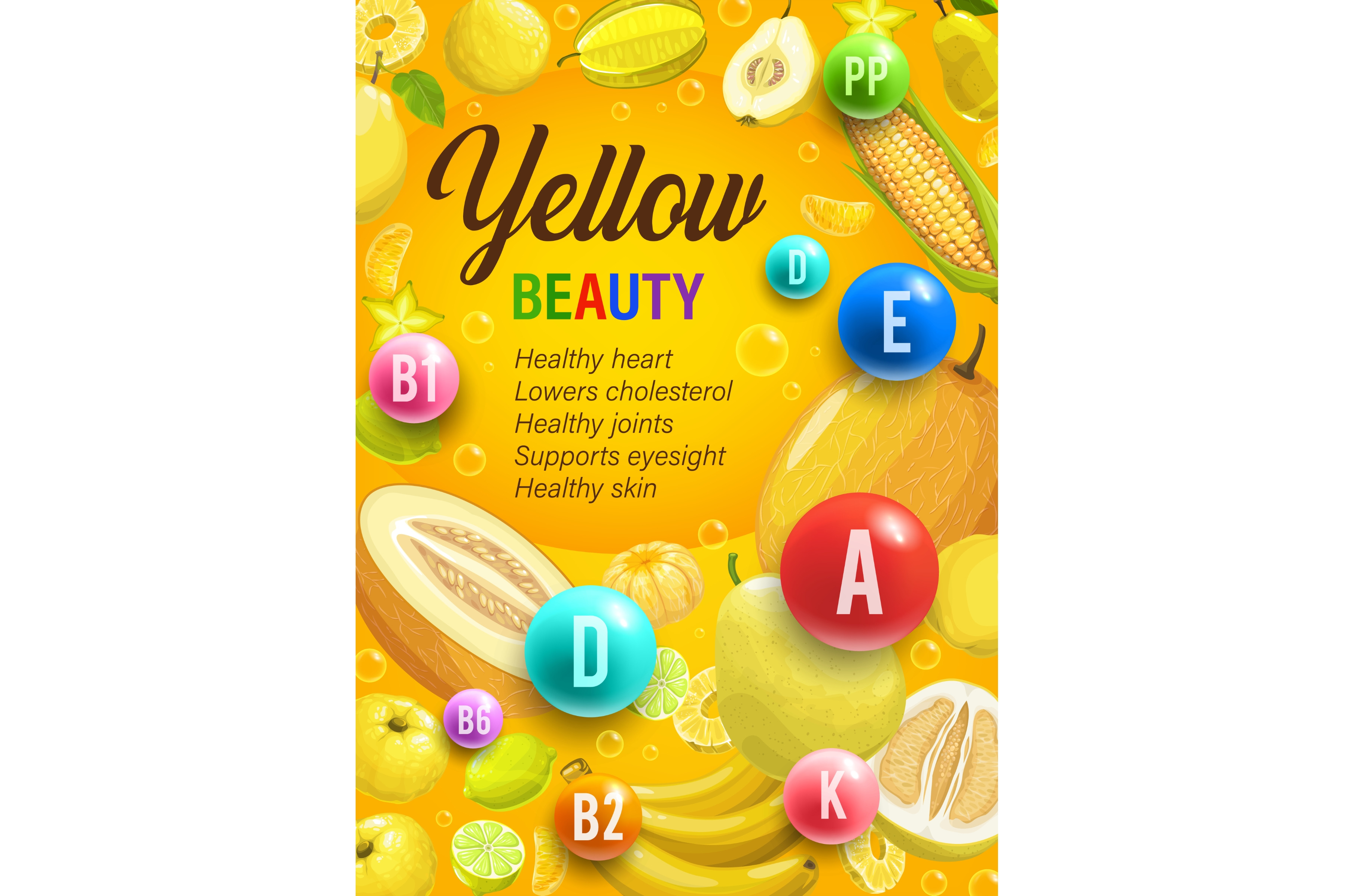 Color rainbow diet yellow day, a Food Illustration by Vector Tradition ...