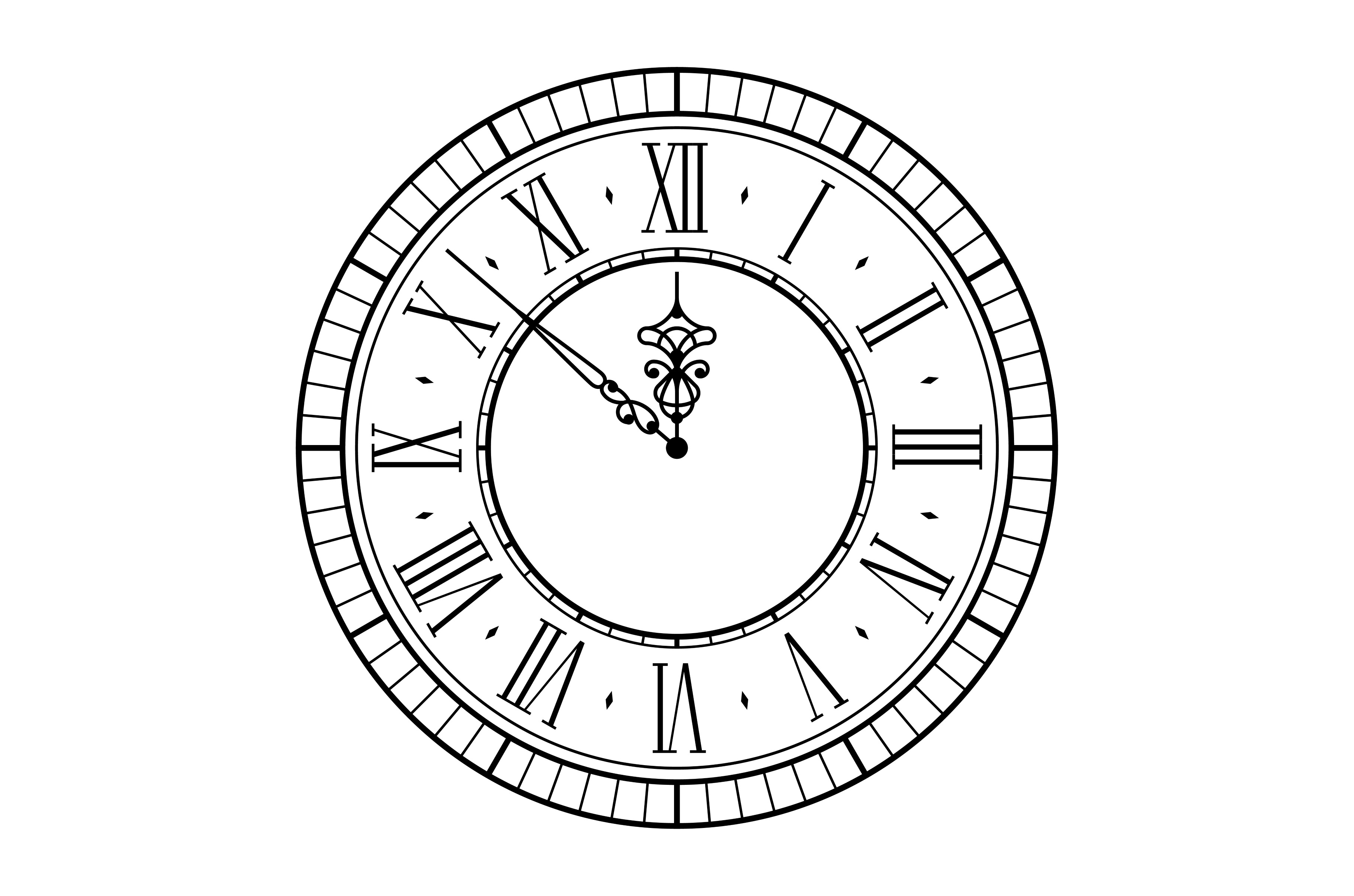 Elegant wall clock roman old | Decorative Illustrations ~ Creative Market