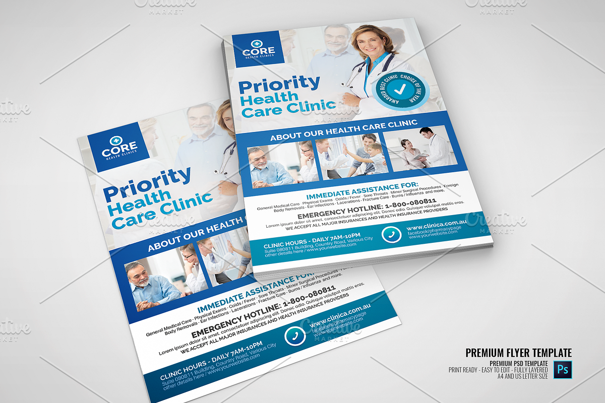 Medical Clinic Promotional Flyer, a Flyer Template by PSDPixel
