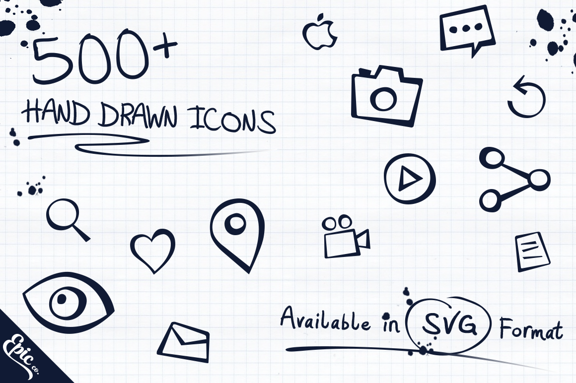 500+ Epic Hand Drawn Icons, an Icon by EpicShop