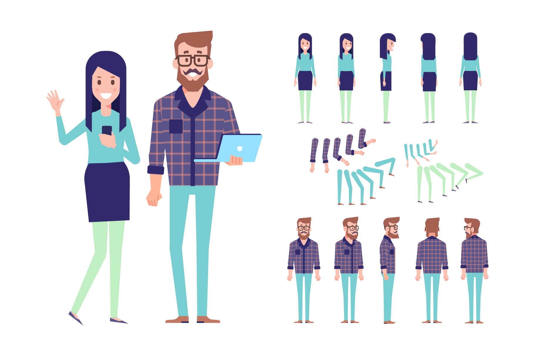 Male and female animation vector set, a Person Illustration by Vector_Art