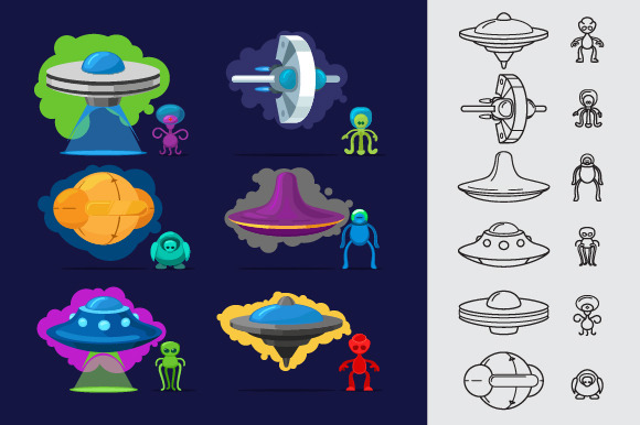 Aliens vector characters, a Background Graphic by Stock-Smart-Start ...