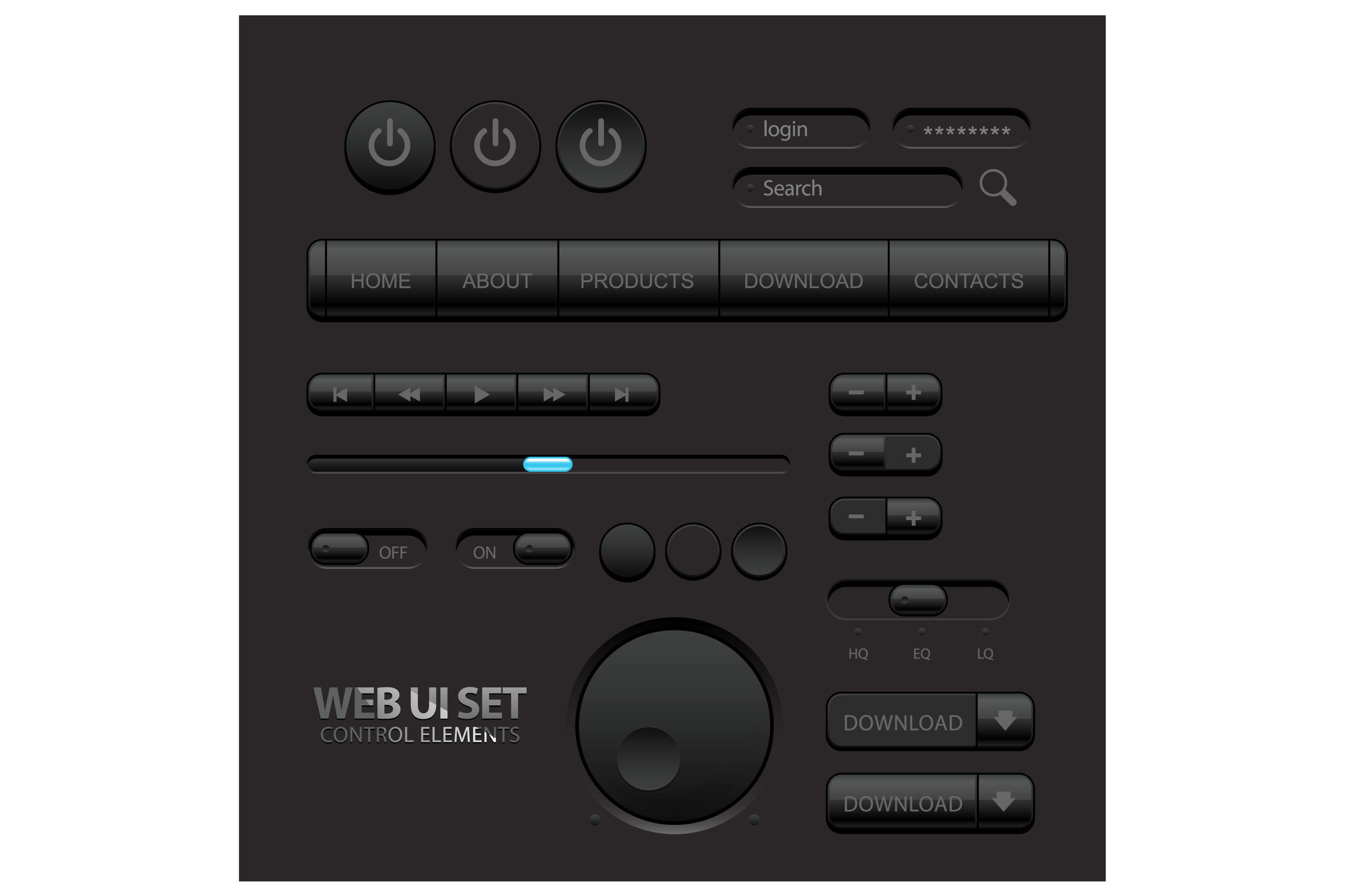 Black Web UI Elements, a Templates & Theme by Sunny