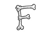 letter F made of bones sketch vector | Creative Market