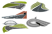 Roads and highways icons set | Background Graphics ~ Creative Market